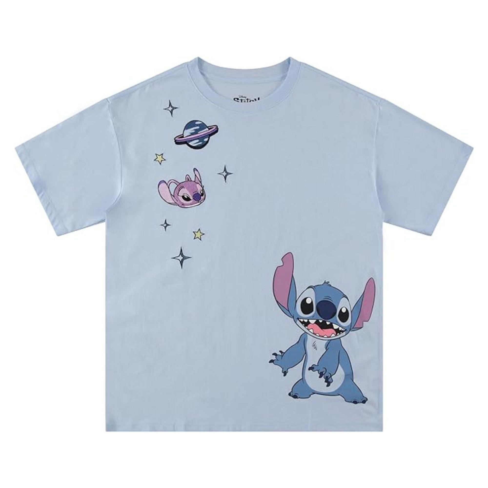 Disney Women Lilo and Stitch Shirt, Graphic Print Cartoon Stitch T ...