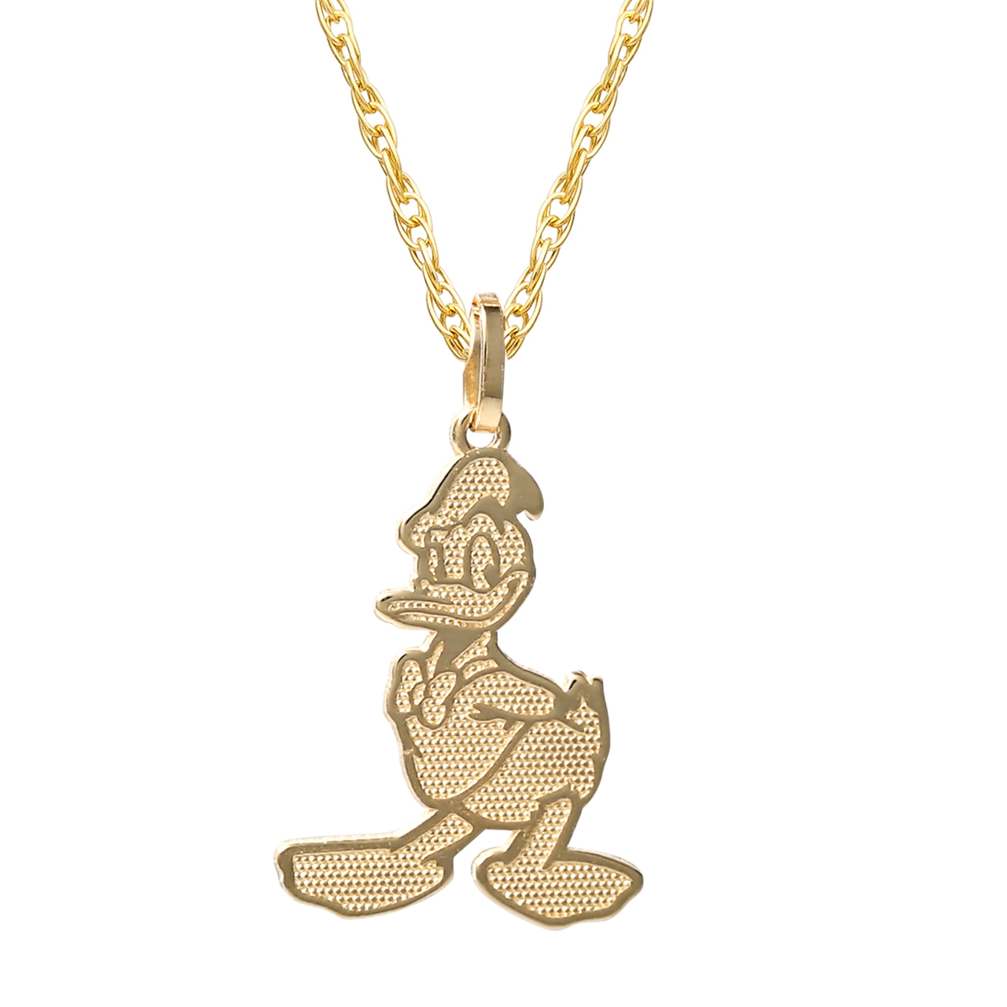 Disney Women's 14K Yellow Gold Donald Duck Pendant Necklace, 18 ...