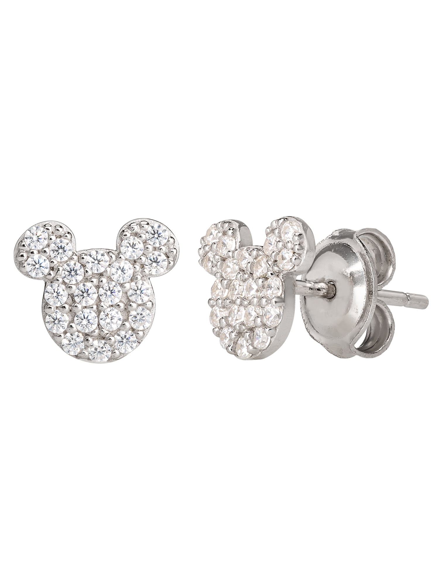 Disney Women’s CZ Sterling Silver Mickey Mouse Stud Earrings - Walmart.com