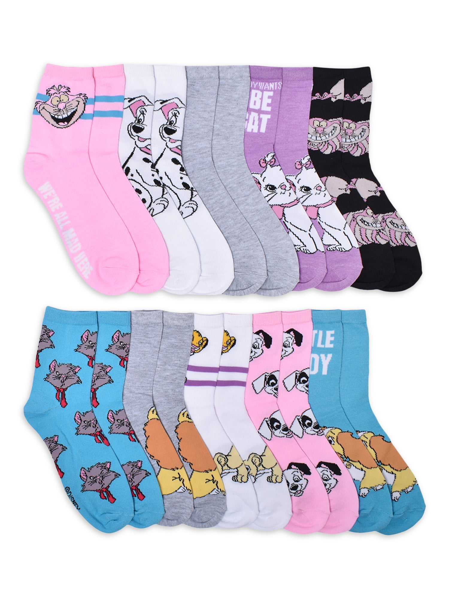 Disney Women's Graphic Crew Socks, 10-Pack, Shoe Sizes 4-10 - Walmart.com