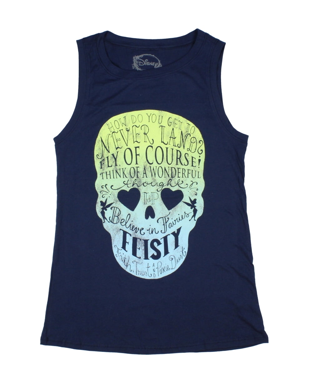 Disney Women's How Do You Get To Neverland Skull and Tinkerbell Adult ...