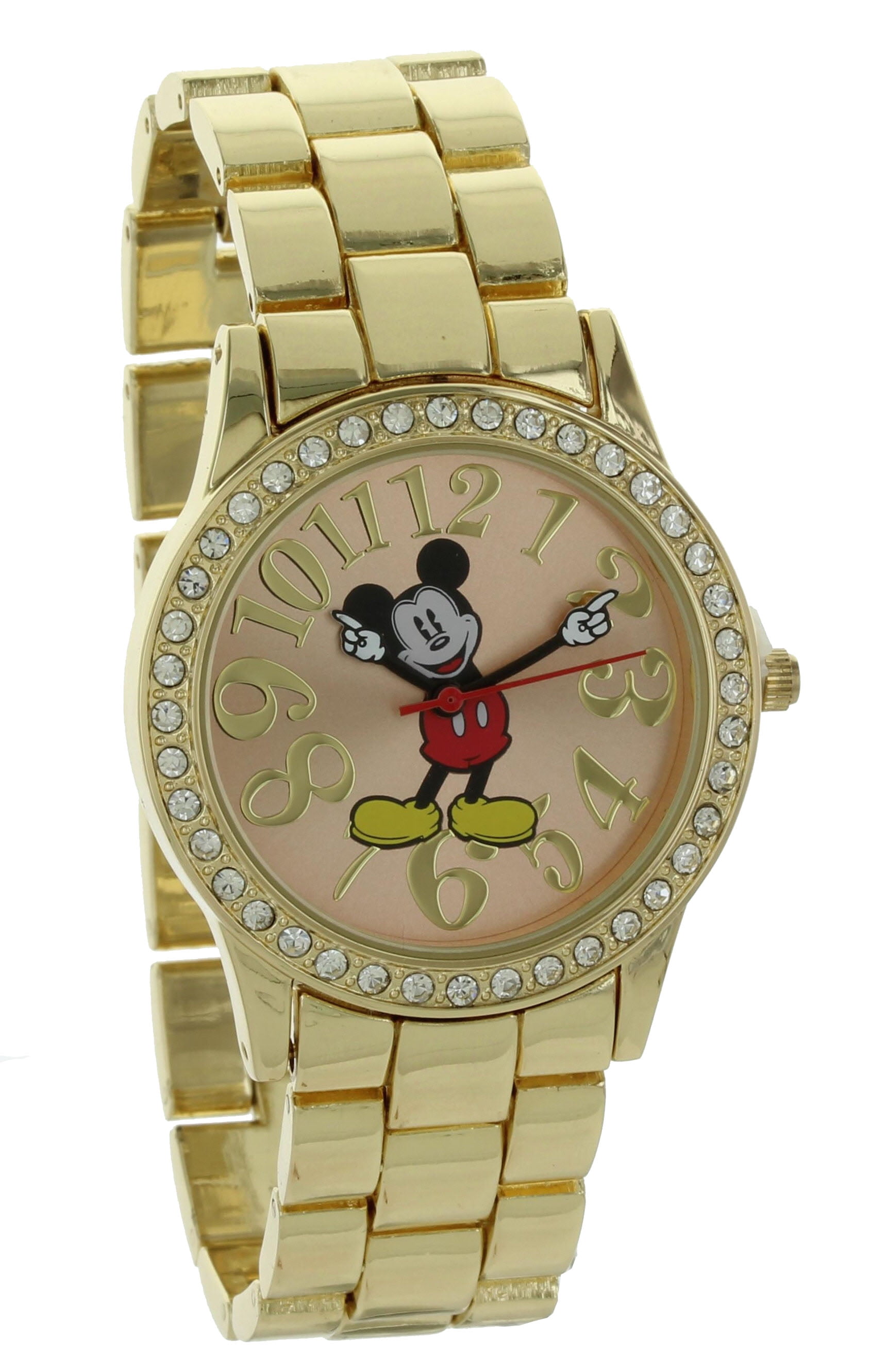 Disney Women's Mickey Mouse Rhinestone Accent Gold-Tone Bracelet Watch ...