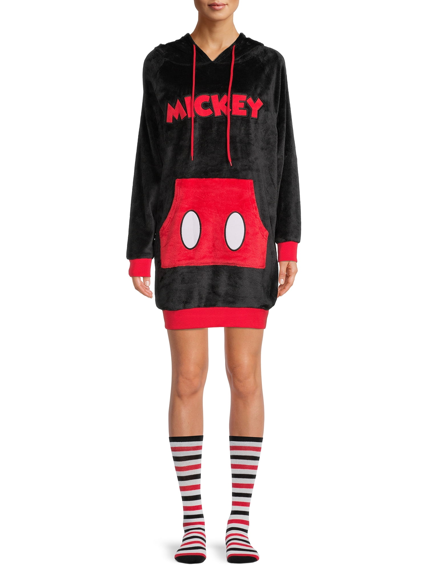 Disney Mickey Mouse Women's Hooded Pullover Pajama Loungewear Sleepwear ...