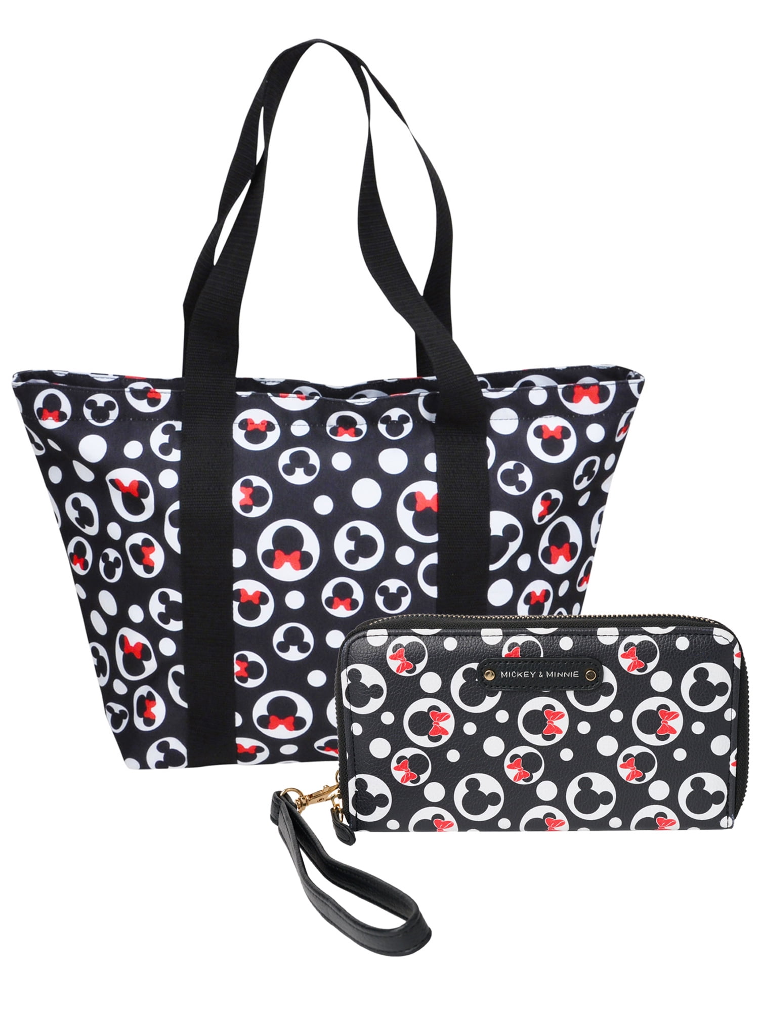 Disney Women's Mickey Mouse Zipper Tote Bag & Zip Around Wallet 2-Piece ...