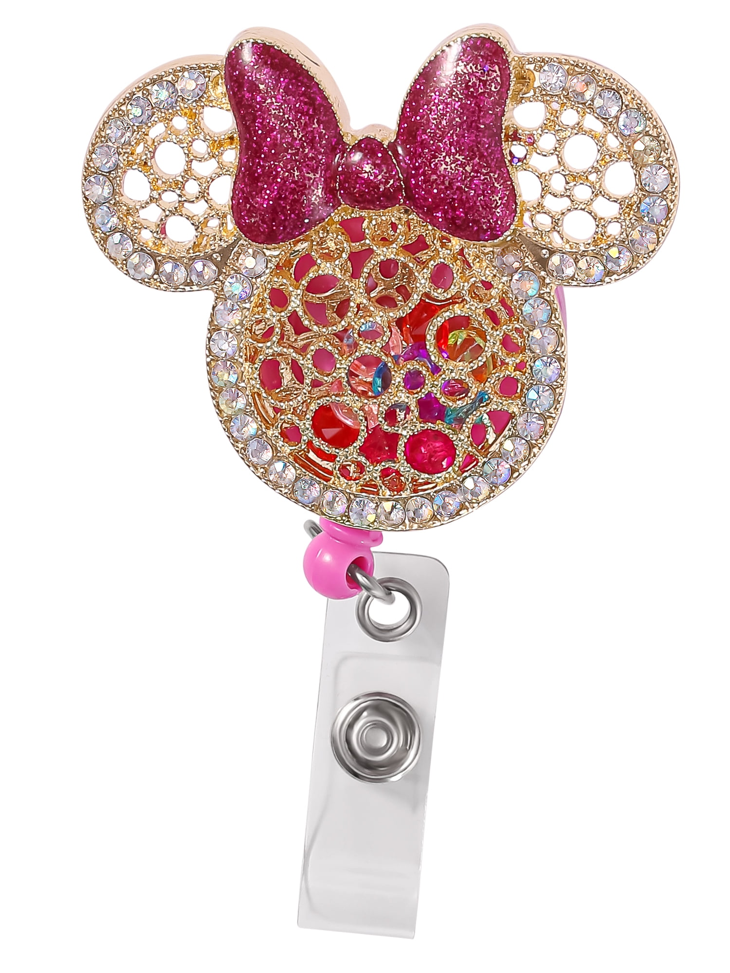 Disney Women's Minnie Mouse Badge Reel, Retractable ID Card Badge ...