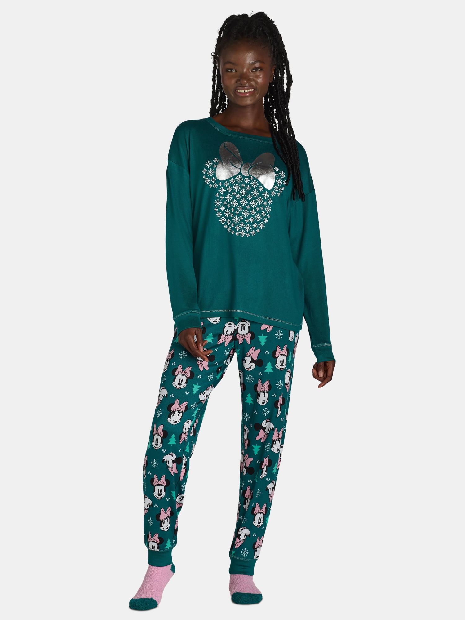 Disney Women's Minnie Mouse Lounge Top and Pants with Socks Set, 3 ...