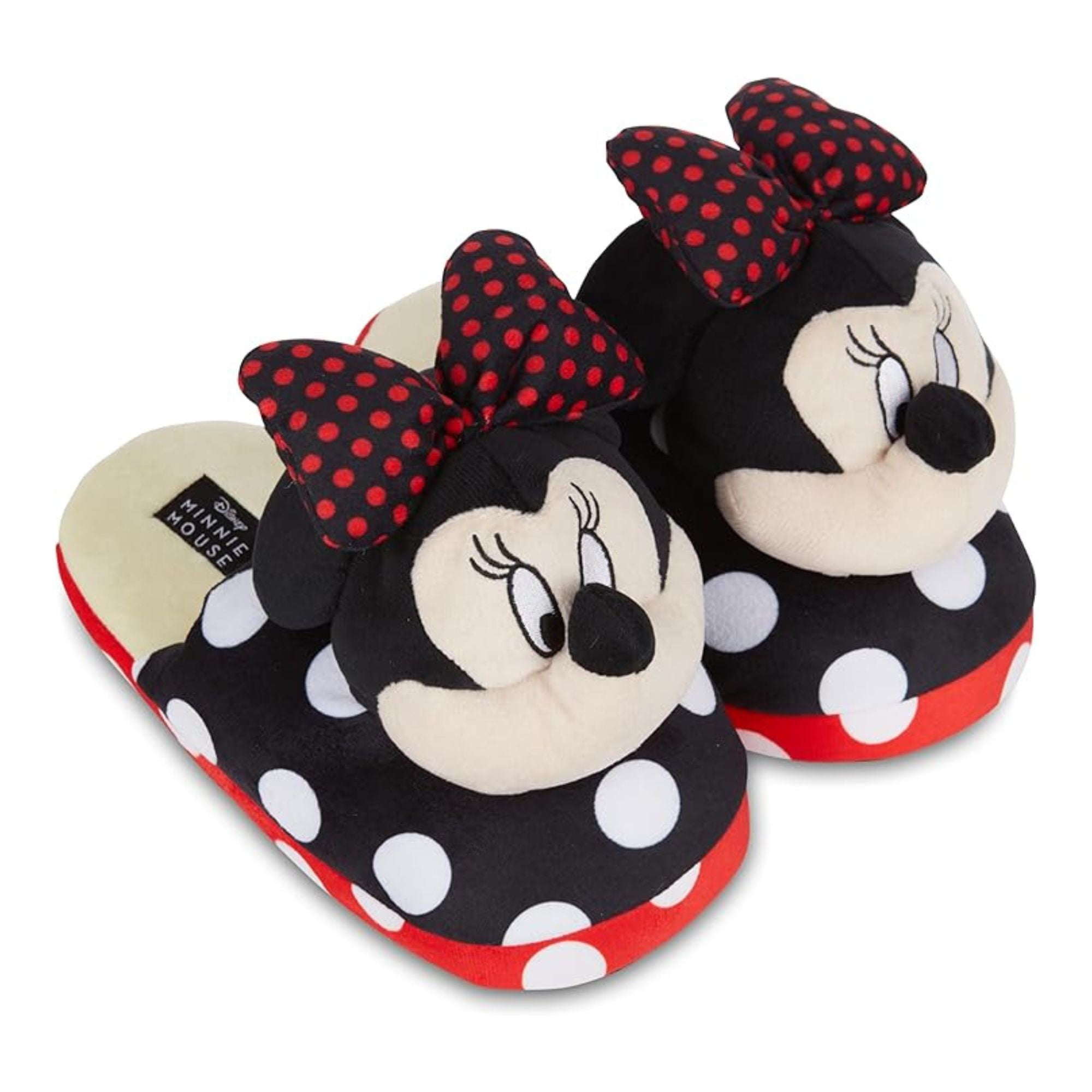 Disney Women’s Minnie Mouse Plush Slippers, Printed 3D Soft Indoor ...