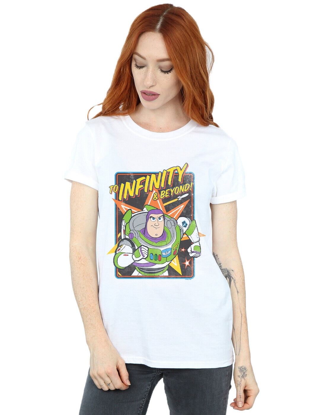 Disney Women's Toy Story 4 Buzz To Infinity Boyfriend Fit T-Shirt ...