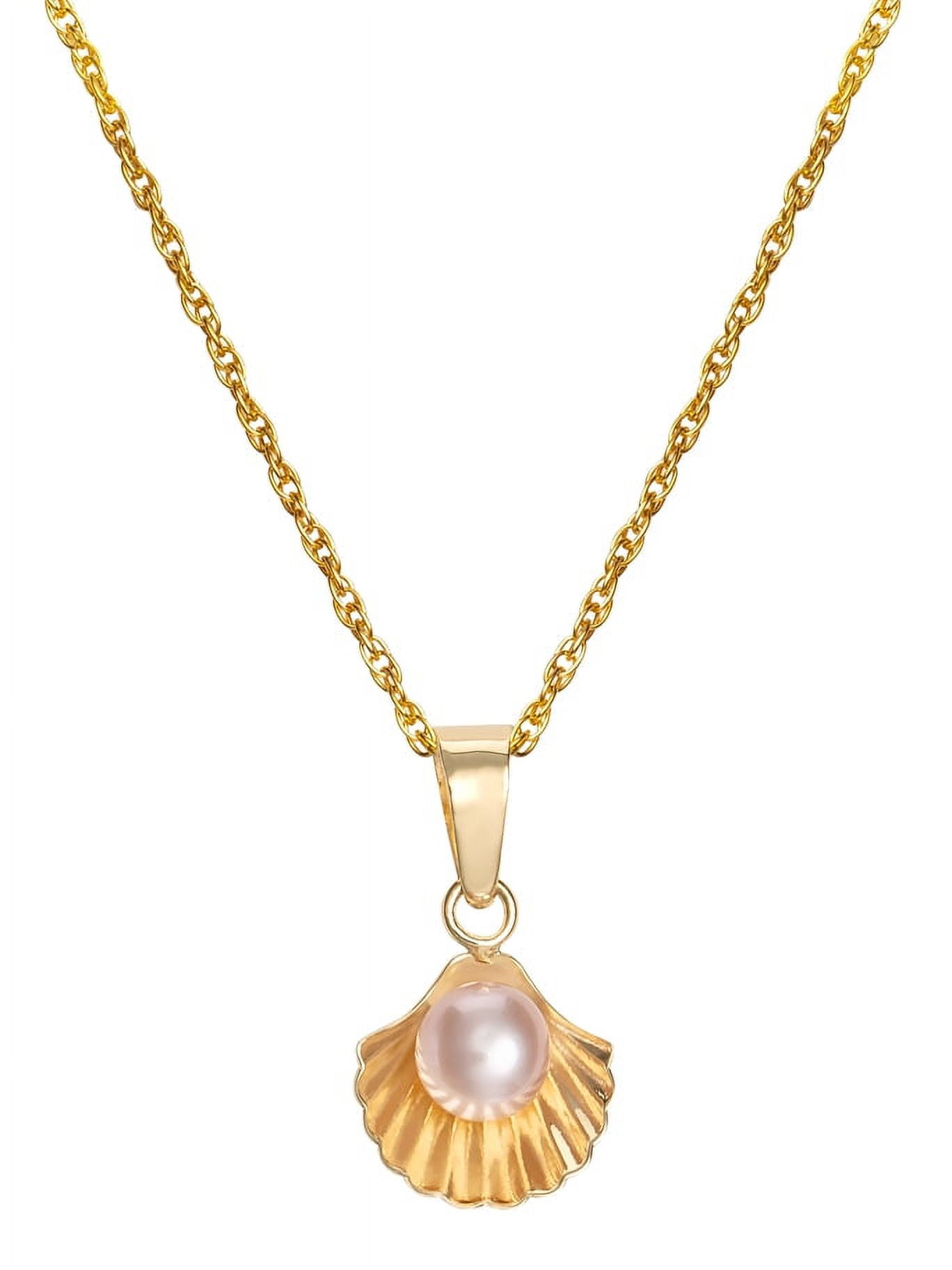 Disney Women's/Tween Little Mermaid Shell Freshwater Cultured Pearl ...