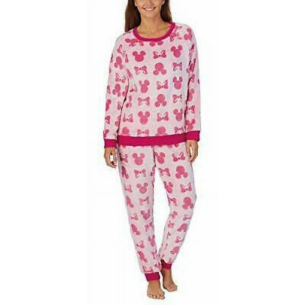 Disney Womens 2-Piece Fleece Jogger Lounge Set (Minnie Mouse, Large ...