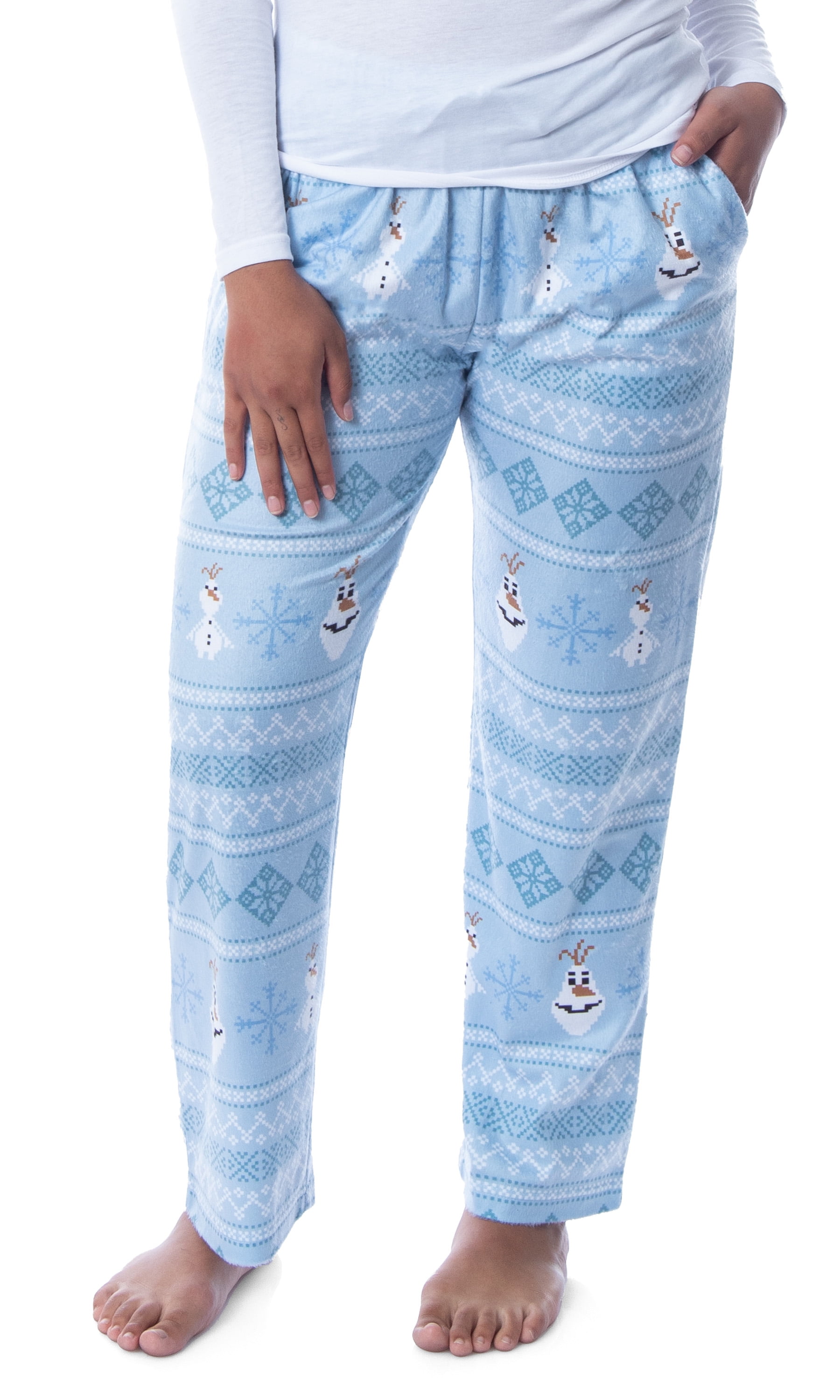 PJammy Disney Frozen Olaf Pajama Pants, Blue Snowflake Print Sleepwear ...