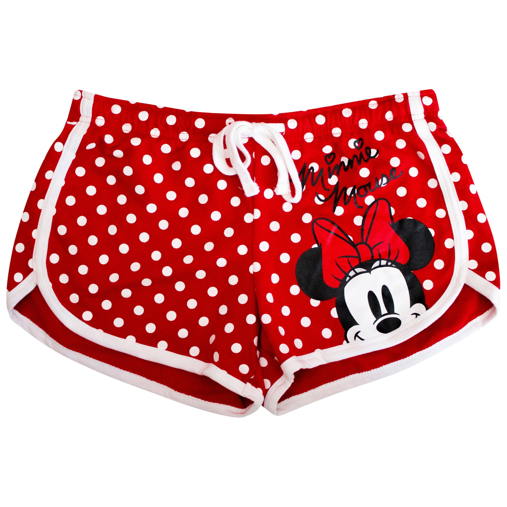 Disney Womens (Jrs) Red Polka Dot Minnie Mouse Athletic Fit Knit Shorts ...