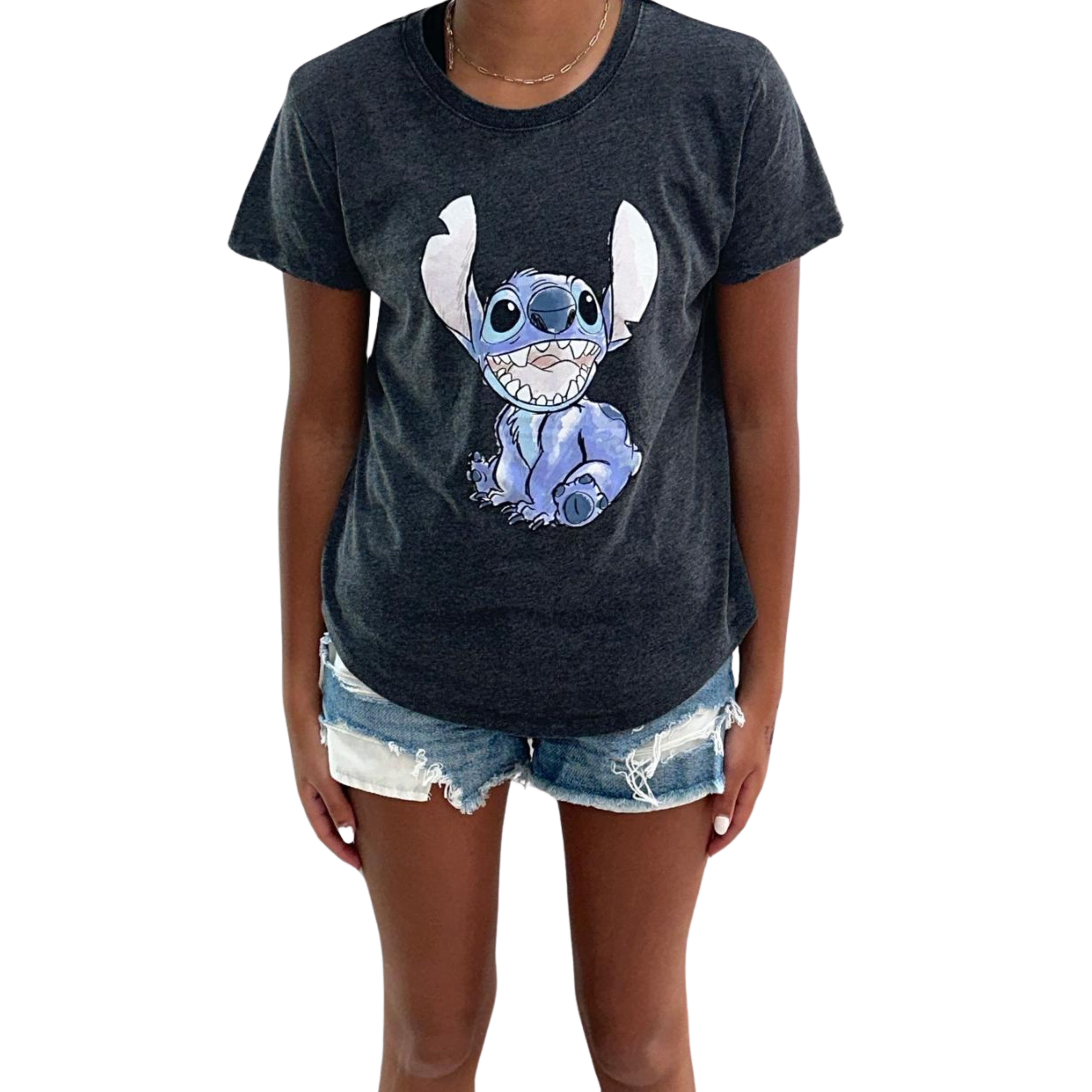 Disney Womens Juniors Lilo and Stitch T-Shirt - Ladies Classic Stitch ...
