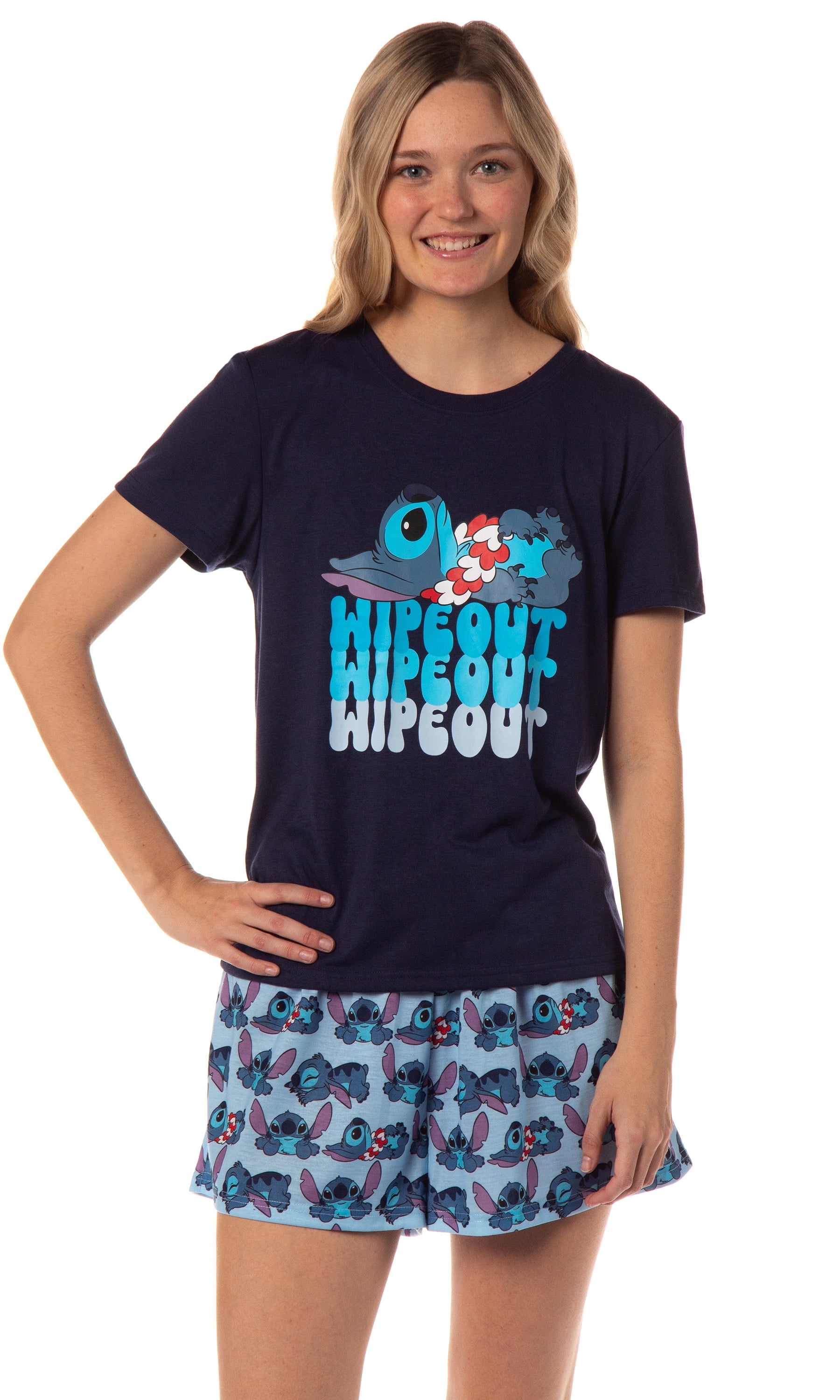 Disney Womens' Lilo & Stitch Wipeout Short Sleeve and Short Sleep ...