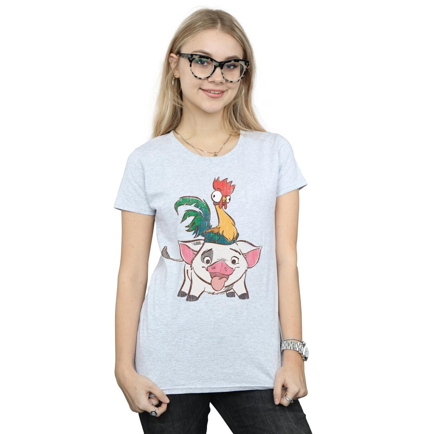 Disney Womens Moana Hei Hei And Pua Cotton T-Shirt - Walmart.com