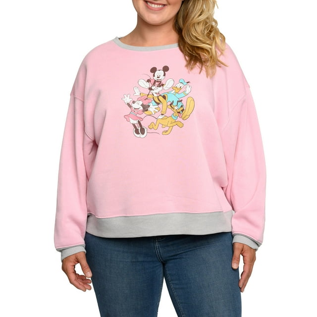 Disney Womens Plus Size Mickey Mouse Friends Fleece Long Sleeve ...