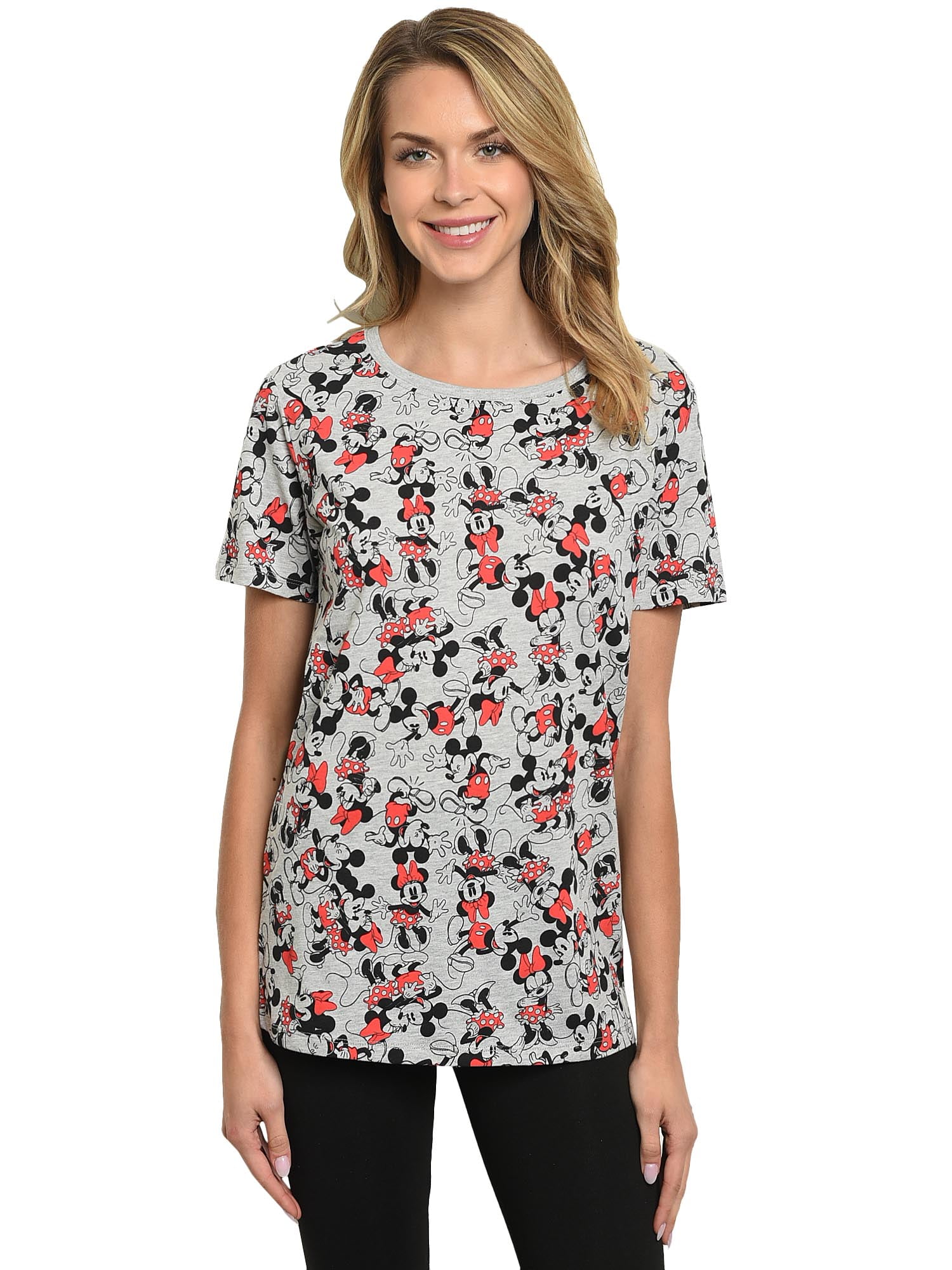 Disney Mickey & Minnie Mouse Women's & Plus All-Over Print Graphic Tee ...