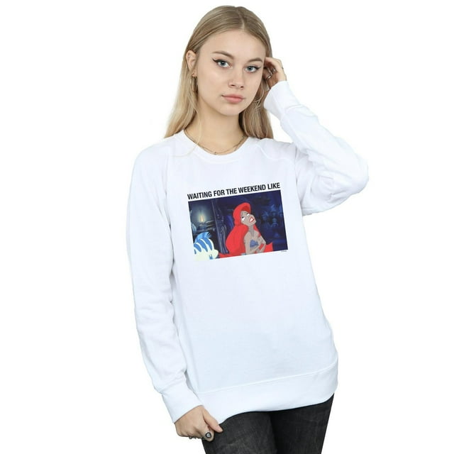 Disney Womens The Little Mermaid Waiting For The Weekend Sweatshirt ...