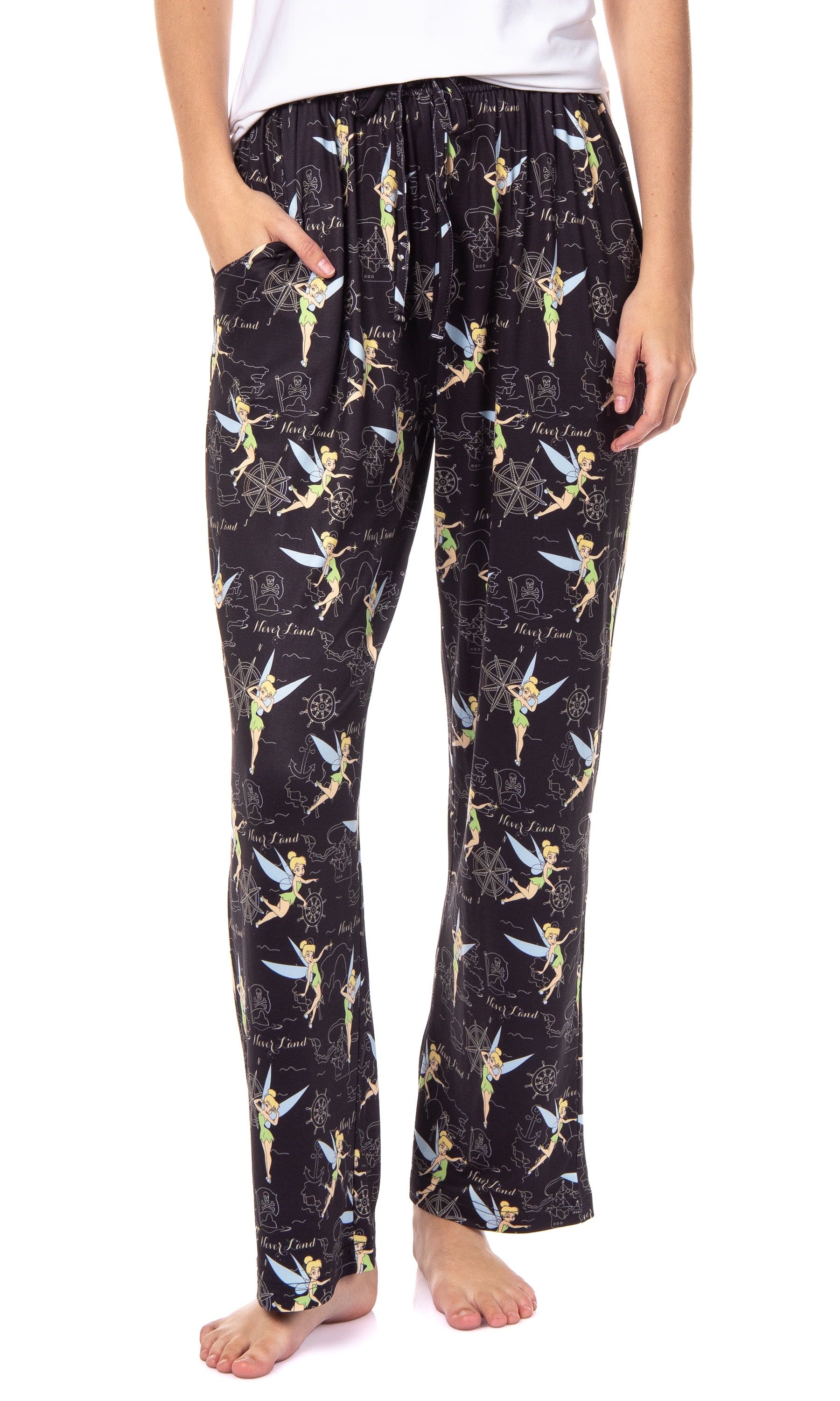 Disney Womens' Tinker Bell Sleep Never Land Map Symbols Pajama Pants ...