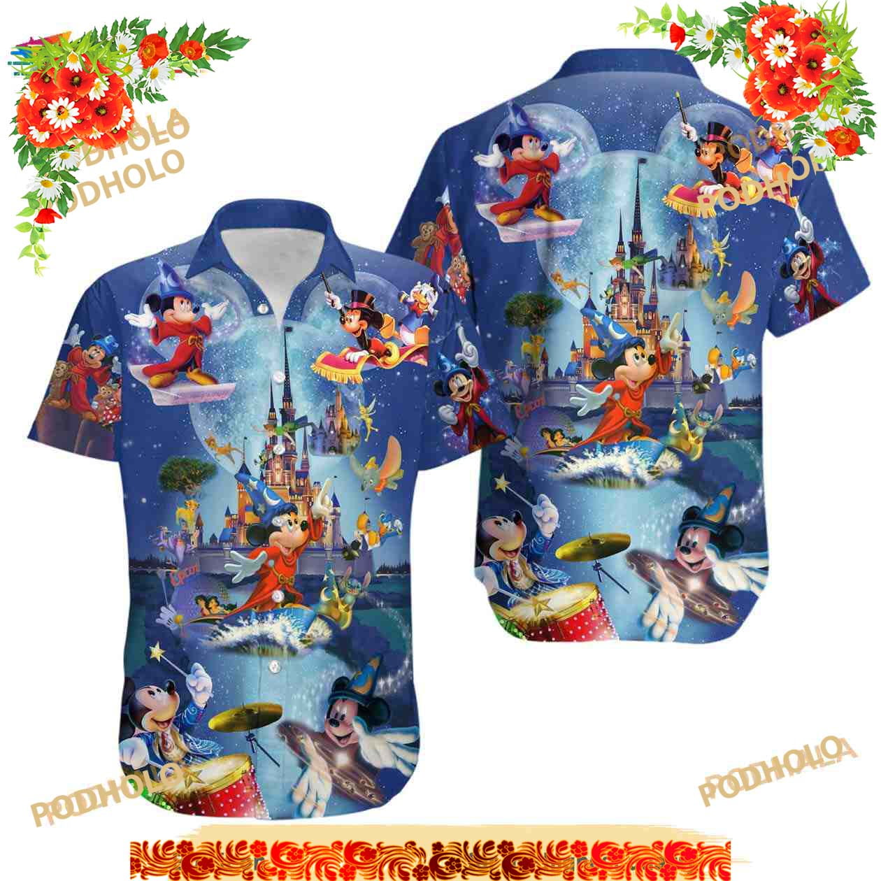 Disney Wonderful Worlds Mickey Magic Hawaiian Shirt - Walmart.com