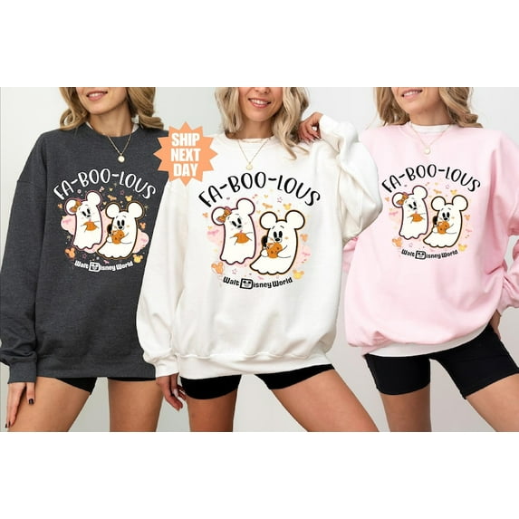 Disney World Fa-Boo-Lous Sweatshirt, Mickey and Minnie Ghost Halloween ...