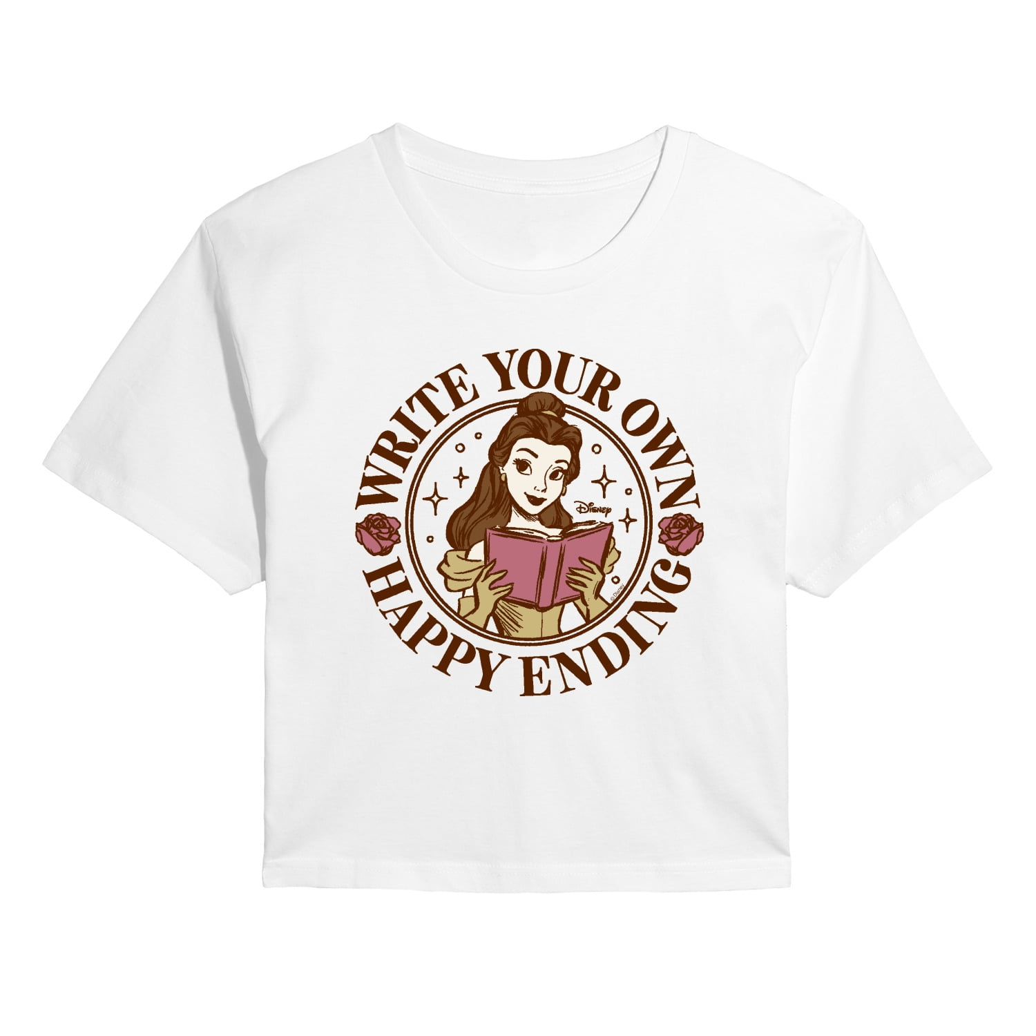 Disney - Write Your Own Ending Belle - Juniors Cropped Graphic T-Shirt ...