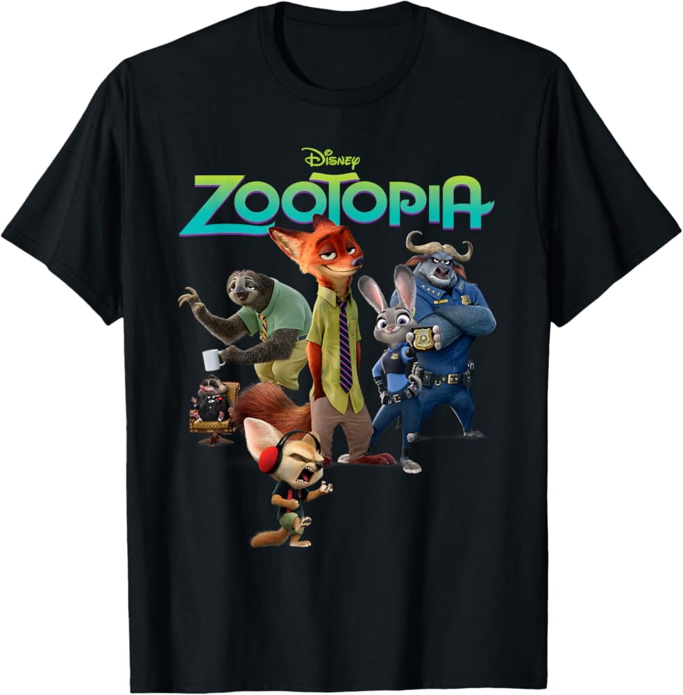 Disney Z.o.o.t.o.p.i.a Character Group and Logo Graphic Tee for ...