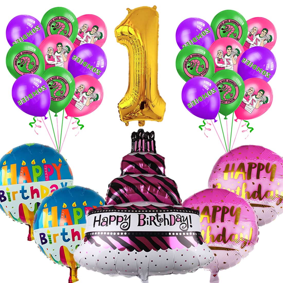 Disney Zombie Balloons Party Supplies 1st Big Number Decorations Decor ...