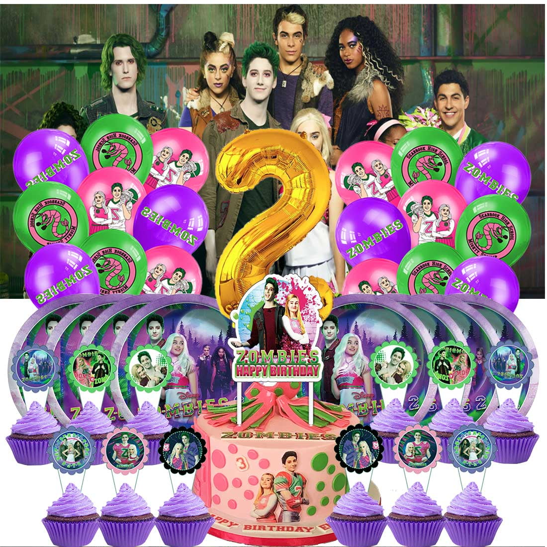 Zombie Balloons Party Supplies 2nd Decor Tableware Birthday Cake Topper ...