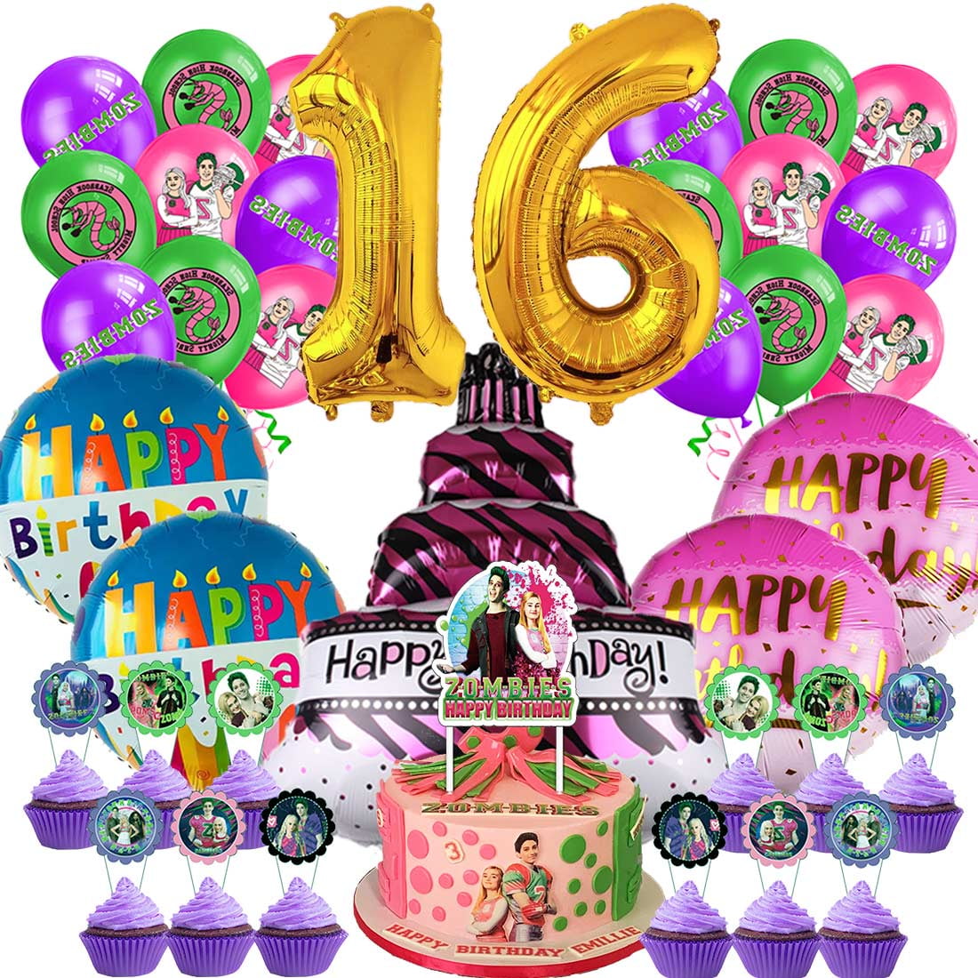 Disney Zombie Party Supplies 16th Decor Kit Balloons Birthday Cake ...
