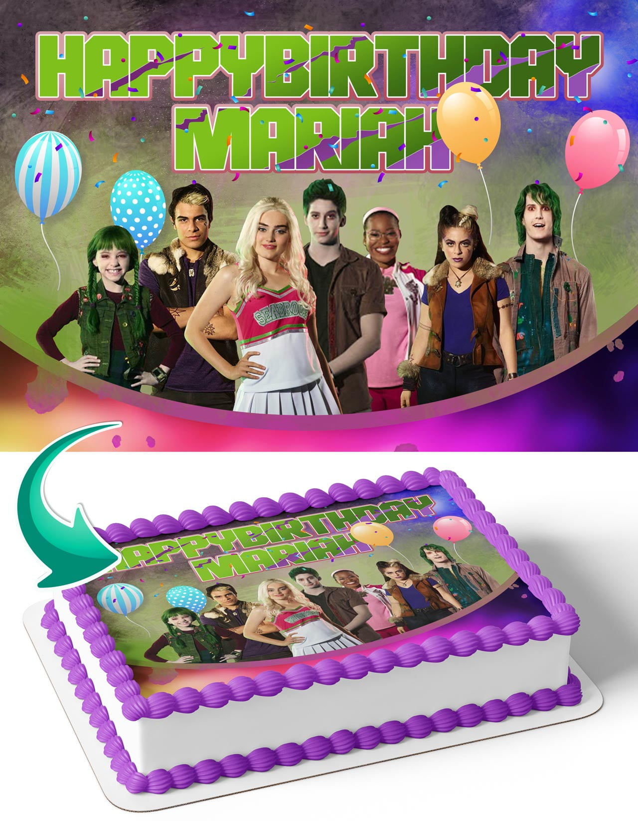 Disney Zombies DZ Edible Image Cake Topper Personalized Birthday Sheet ...