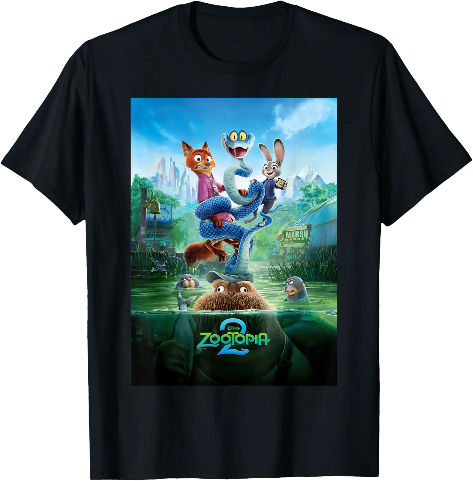 Disney Zootopia 2 Nick Judy Gary And Russ Marsh Market Poster T-Shirt ...