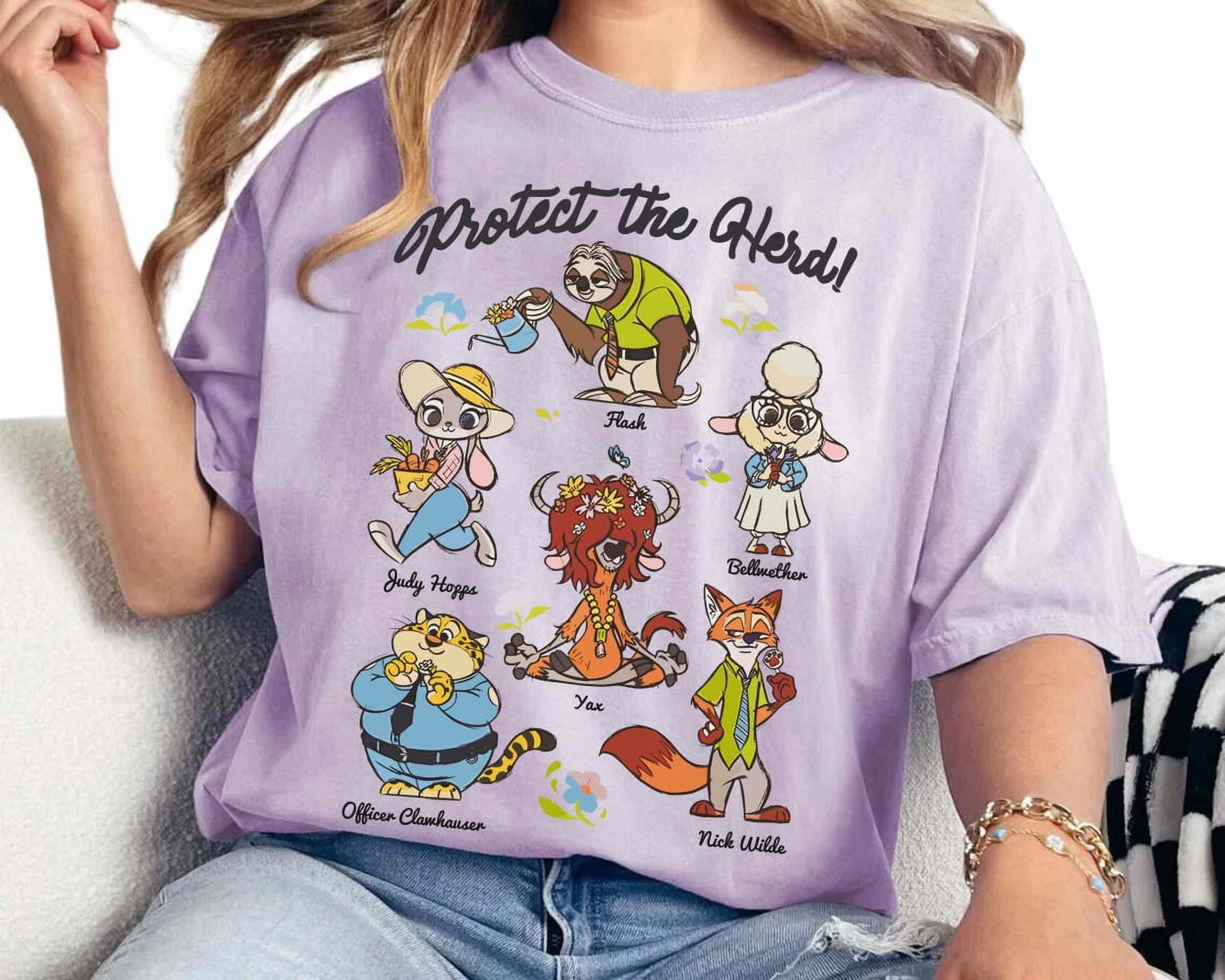 Disney Zootopia Protect The Herd Characters Shirt, Judy Hopps, Nick ...