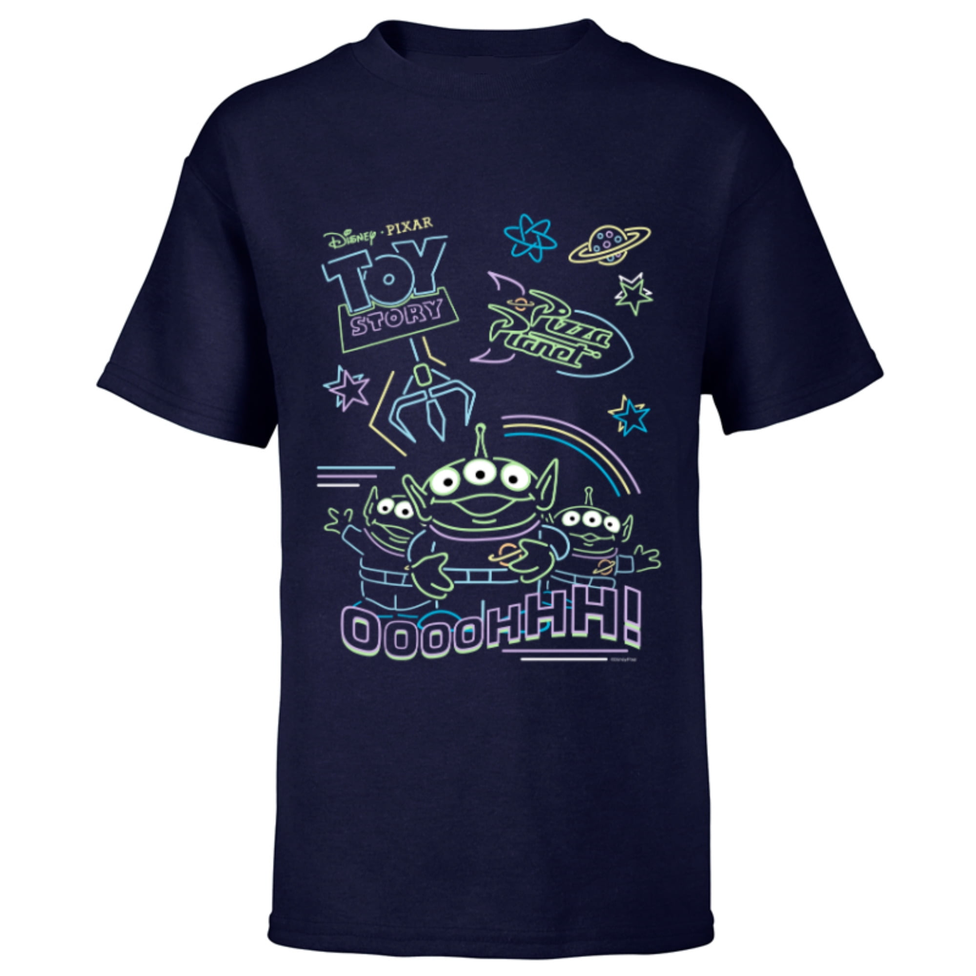 Disney and Pixar’s Toy Story Pizza Planet Aliens Neon - Short Sleeve T ...