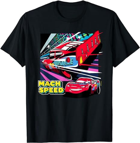 Disney and Pixars Cars Mach Speed Lightning McQueen Racing T-Shirt ...