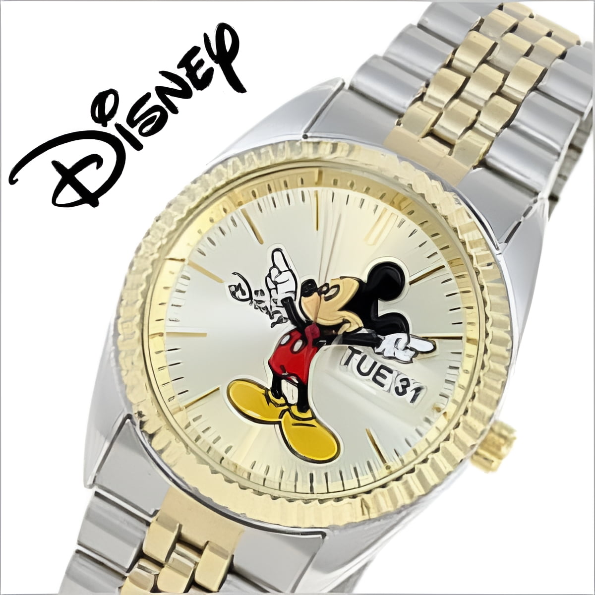 Disney Men's Mickey Mouse Gold and Silver Watch MCK339 - Walmart.com