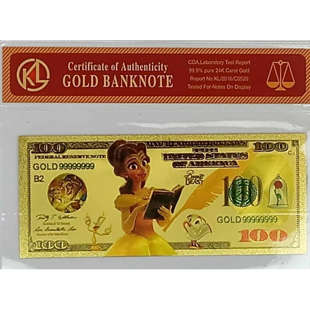 Disney's Belle 24K Gold Foil Collectible Banknote - Walmart.com