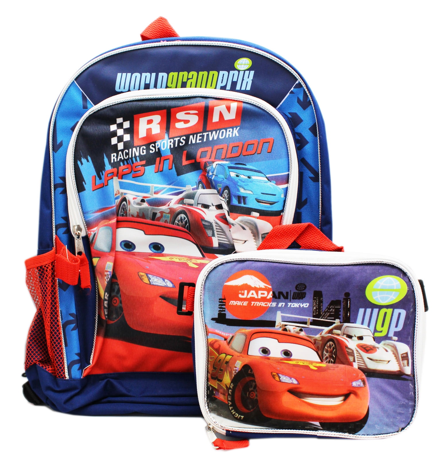 Disney 's Cars World Grand Prix Full Size Backpack w/Utility Bag (16in ...