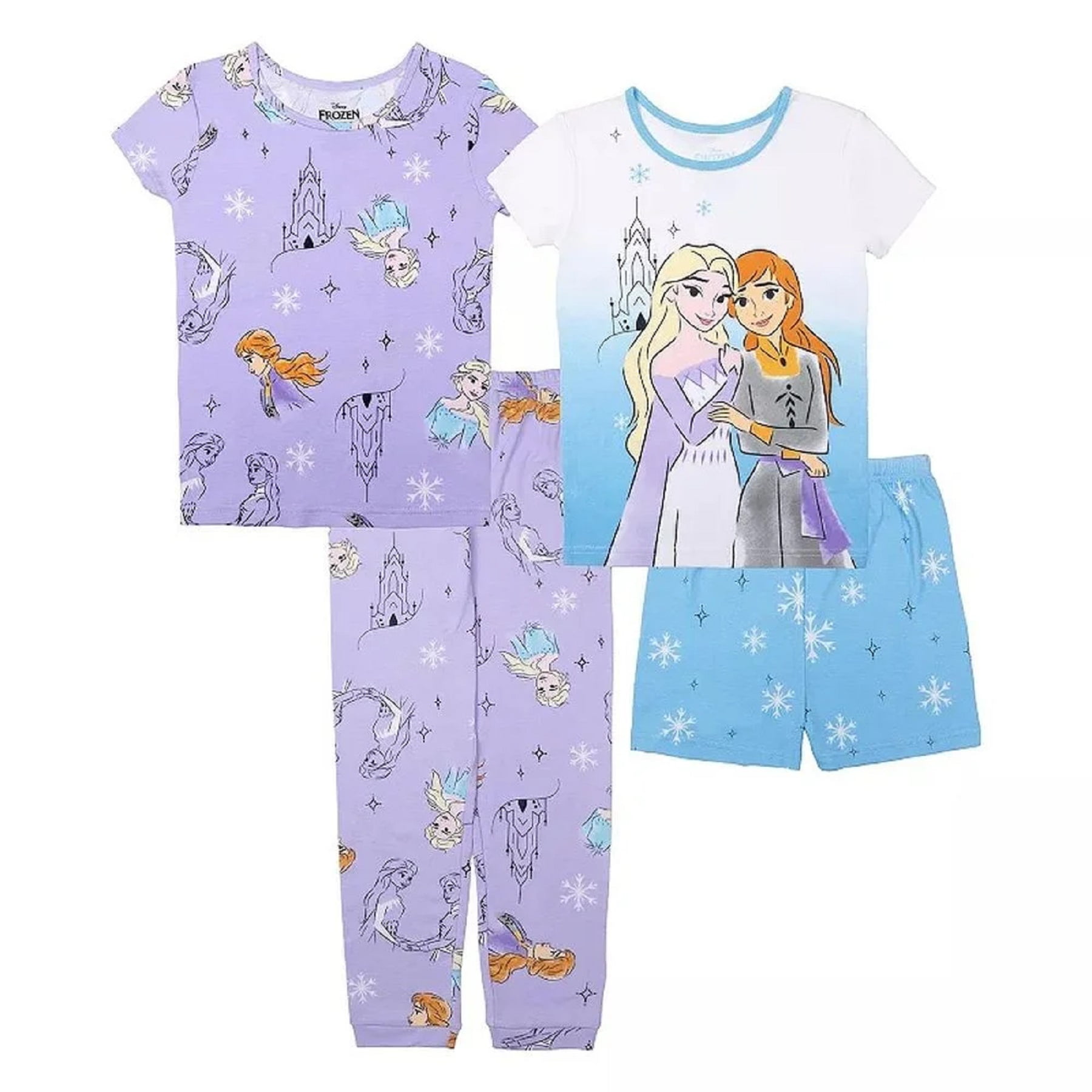 Disney's Frozen 2 Elsa & Anna Girls "Frozen Sisters" 4-Piece Pajama Set ...