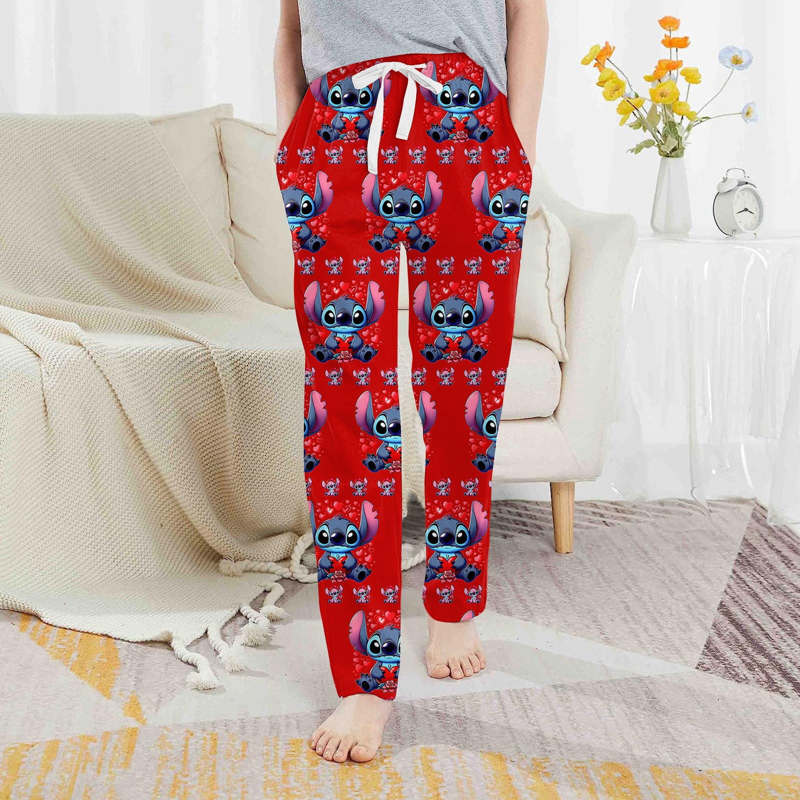 Disney's Lilo & Stitch Plush Pajama Bottoms Red 100 - Walmart.com