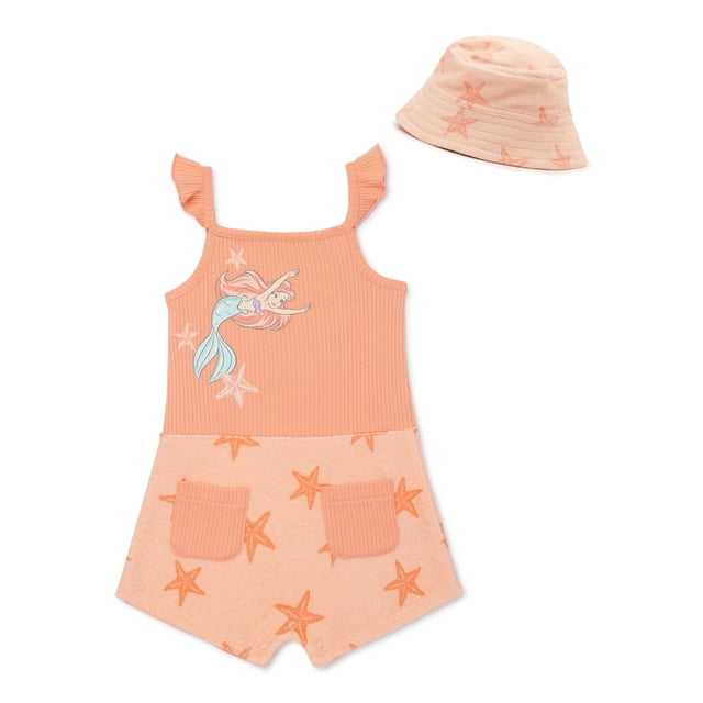 Disney's Little Mermaid Baby Girl Ariel Romper Outfit, Sizes 0/3 Months ...