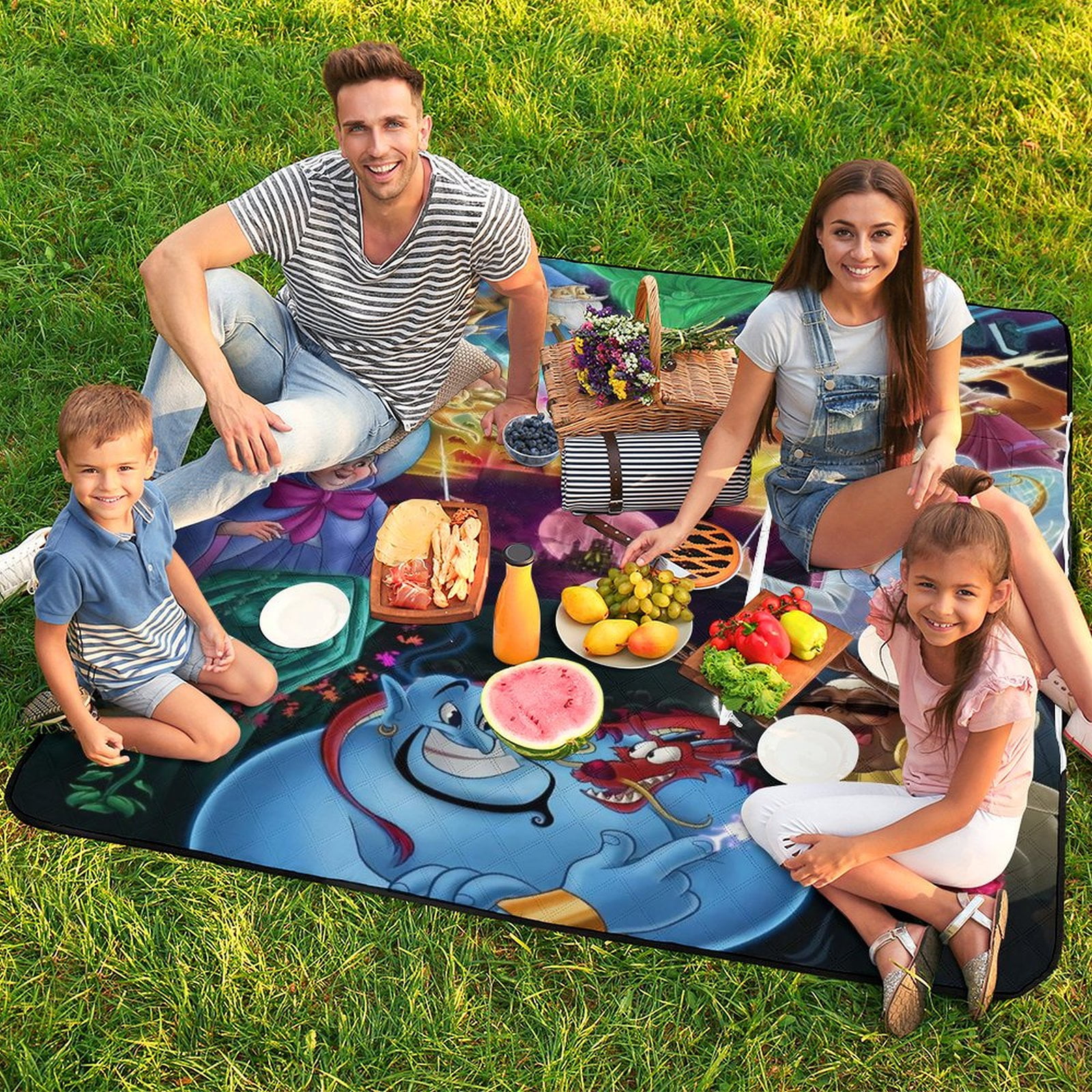 Disney's-Magic World Picnic Blanket Outdoor Extra Large Picnic Mat 59"X59" Camping Blanket Beach ...