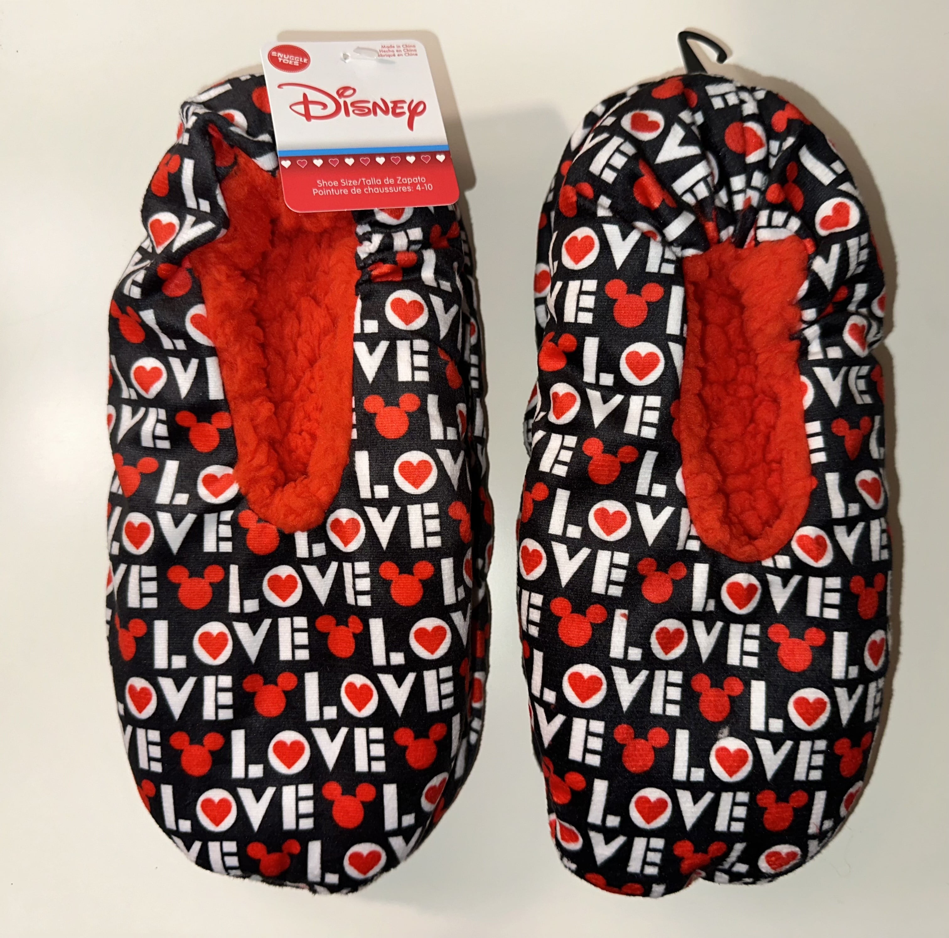Disney's Mickey Mouse Snuggle Toes Cozy Plush Slippers, Size 4-10 ...