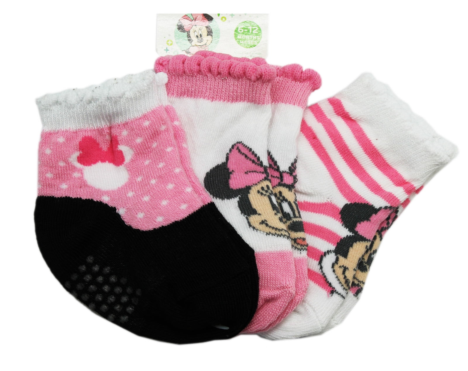Disney's Minnie Mouse Pink and White Colored Baby Socks (3 Pairs ...