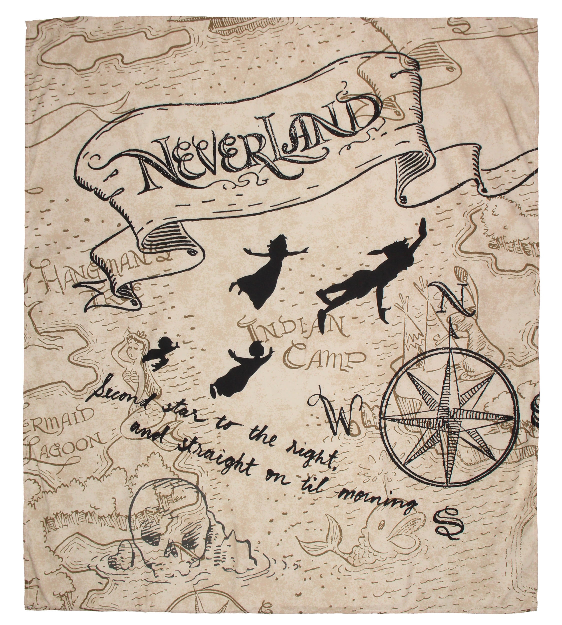 Disney's Peter Pan Neverland Map Compass Tapestry for Bedroom Wall ...