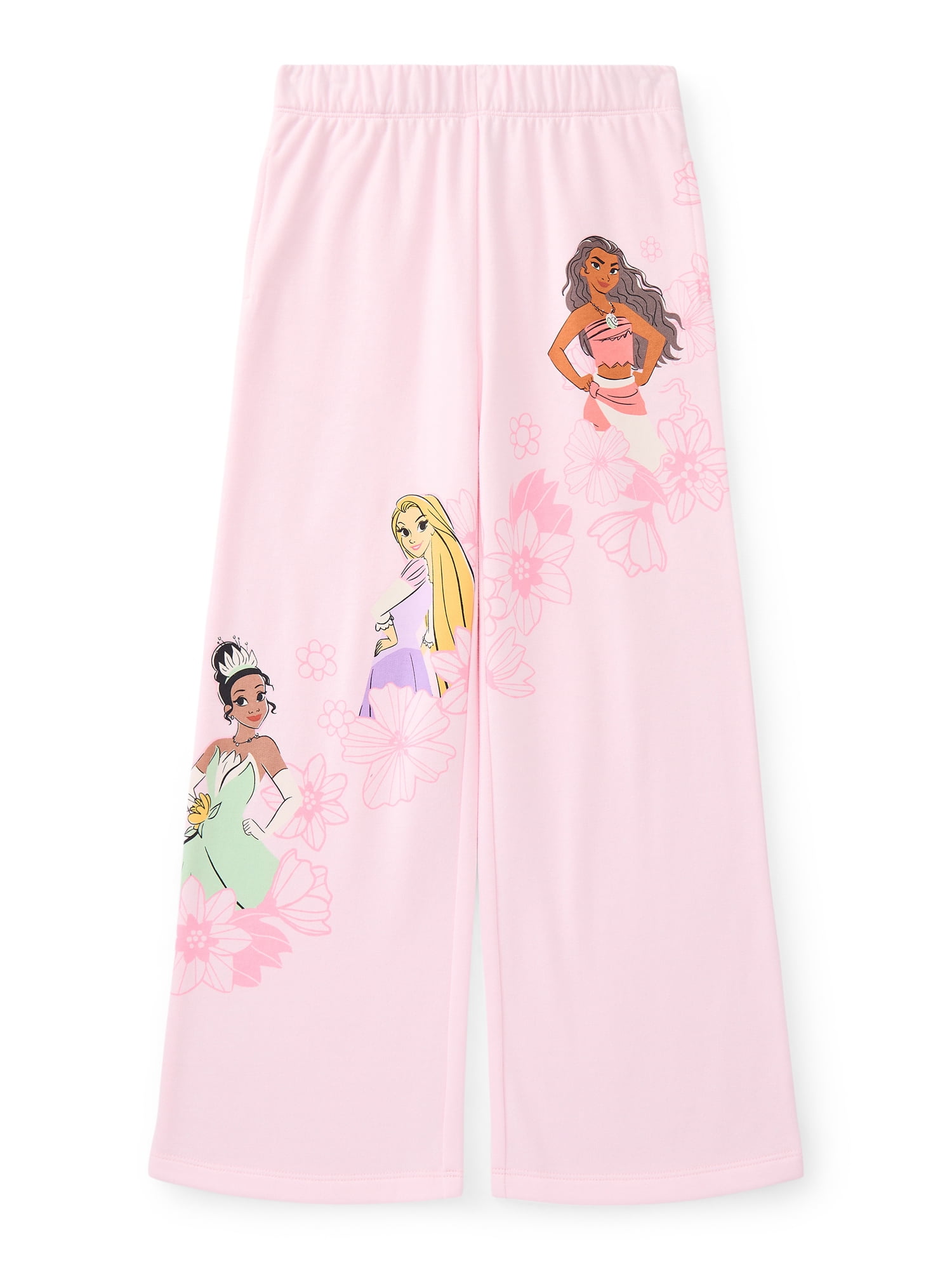Disney's Princess Adventure Girls Open Bottom Fleece Jogger Pants ...