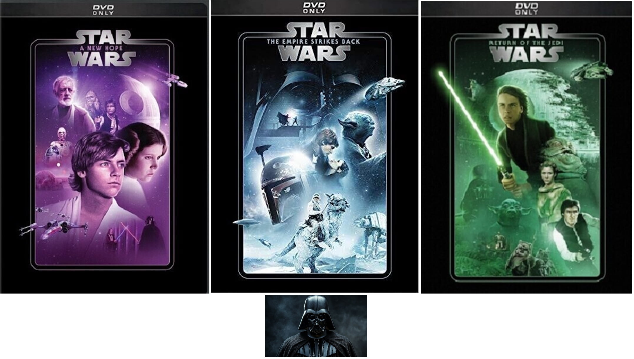 Disney's STAR WARS EPISODES 4 FOUR 5 FIVE & 6 SIX 3 DVD Movie Set ...