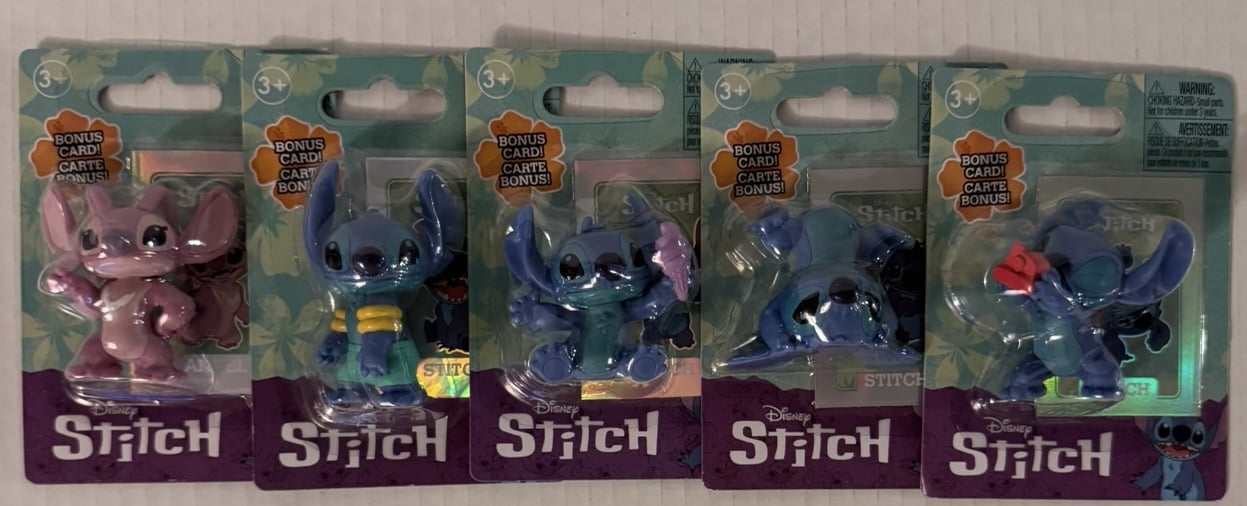 Disney's Stitch Mini Figures Set of 5 Figures Bonus Collectors Card ...