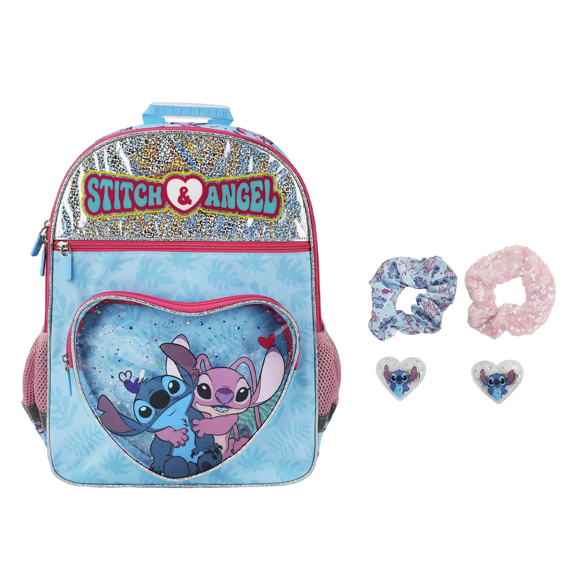 Disney's Stitch and Angel 5-Piece 16" Backpack & Hair Care Value Set ...