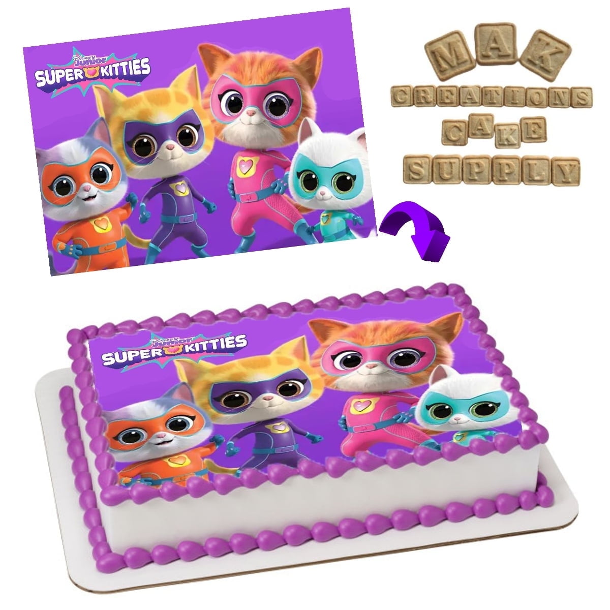 Disney's Super Kitties Birthday Cake Topper, 1/4 Sheet by MAK Creations Cake Supply - Walmart.com